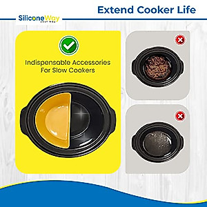 SiliconeWay 6PCS Slow Cooker Liners Set of 3 for Slow Cooker 6-8 QT – Triple Slow Cooker Divider Includes Silicone Gloves, Spoon – BPA Free Durable Silicone Divider Insert – CrockPot & Non-Stick