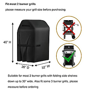Samhe BBQ Grill Cover, 32-Inch Heavy Duty Waterproof UV Resistant Tear Resistant BBQ Gas Grill Cover for Nexgrill Brinkmann Weber Char-Broil
