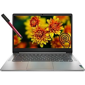 Lenovo Chromebook 3 Laptop, 14" FHD IPS Touchscreen 300nits Anti-glare, Octa-Core MediaTeck MT8183, 4GB LPDDR4X RAM, 64GB eMMC, AC WiFi, BT 4.2, Type-C, Arctic Grey, Chrome OS, BROAGE 16GB Flash Drive
