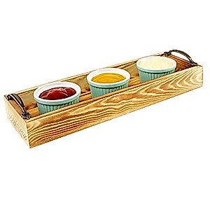 Strova Rectangular Wood Serving Tray with Handles – 16 Inch Long Narrow Tray for Serving Wine, Appetizers, Coffee, Condiments, Fruits, and More