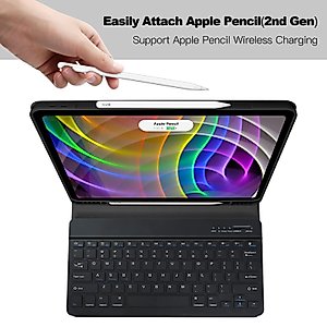 HOTLIFE Case with Keyboard for iPad Air 13 inch （M2 2024 ）,Keyboard Case for iPad Pro 12.9 6th/5th Generation, Wireless Detachable Keyboard- with Pencil Holder for New iPad Air 13-inch/iPad Pro 12.9