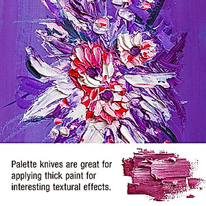 U.S. Art Supply 5-Piece Artist Stainless Steel Palette Knife Set - Wood Hande Flexible Spatula Painting Knives for Color Mixing Spreading, Applying Oil, Acrylic, Epoxy, Pouring Paint on Canvases, Cake