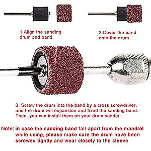 AUSTOR 384 Pieces Drum Sander Set Including 360 Pieces Nail Sanding Band Sleeves and 24 Pieces Drum Mandrels for Dremel Rotary Tool