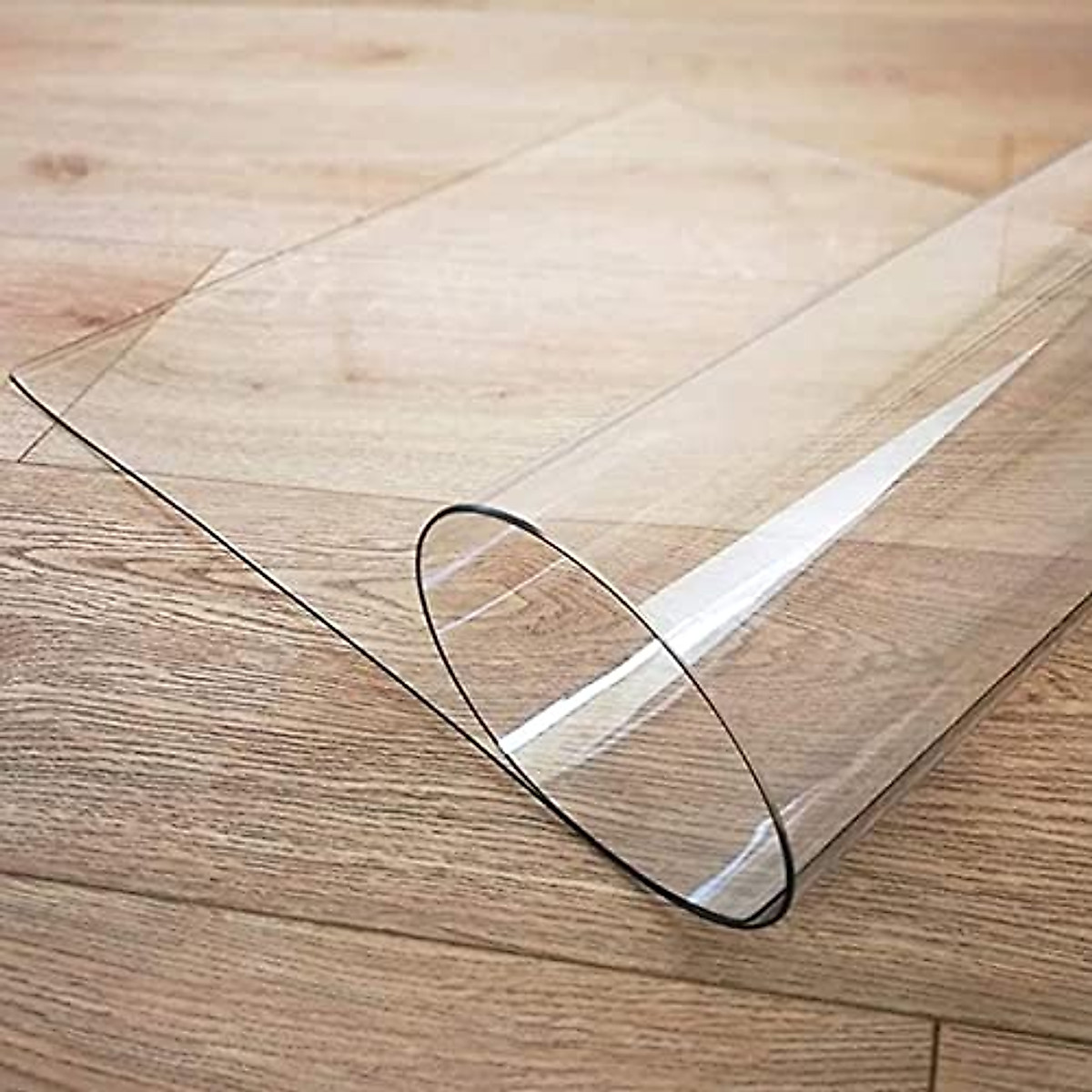 Clear PVC Desk Chair Mat 1.5mm Clear Plastic Vinyl Rug Protector Cover, Family & Pet Friendly Transparent Mat HD Transparent Carpet Hallway Hardwood Floors Mat Protect Pad,60/80/90/100/120/140cm Wide