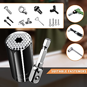 Universal Socket Tools Gifts for Men, Multi-Function Universal Socket Wrench Sets, Super Socket Set, Christmas Stocking Stuffers Gift for Men, DIY Handyman, Dad, Husband,Friends(7-19mm),Black