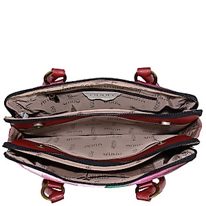 Anna by Anuschka Women's Hand-Painted Genuine Leather Multi Compartment Satchel - Precious Peony