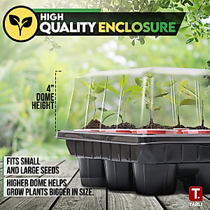 Tarli Pack of 5 Plant Germination Kit - 4" Dome Closure Seed Starter Tray, 2 Adjustable Vents Attached Cloning Tray, 12 Cells That Fit 12 Oz Cups, Suitable for Large Seeds