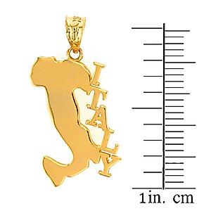 State Collection Solid 14k Yellow Gold Map Of Italy Necklace Pendant