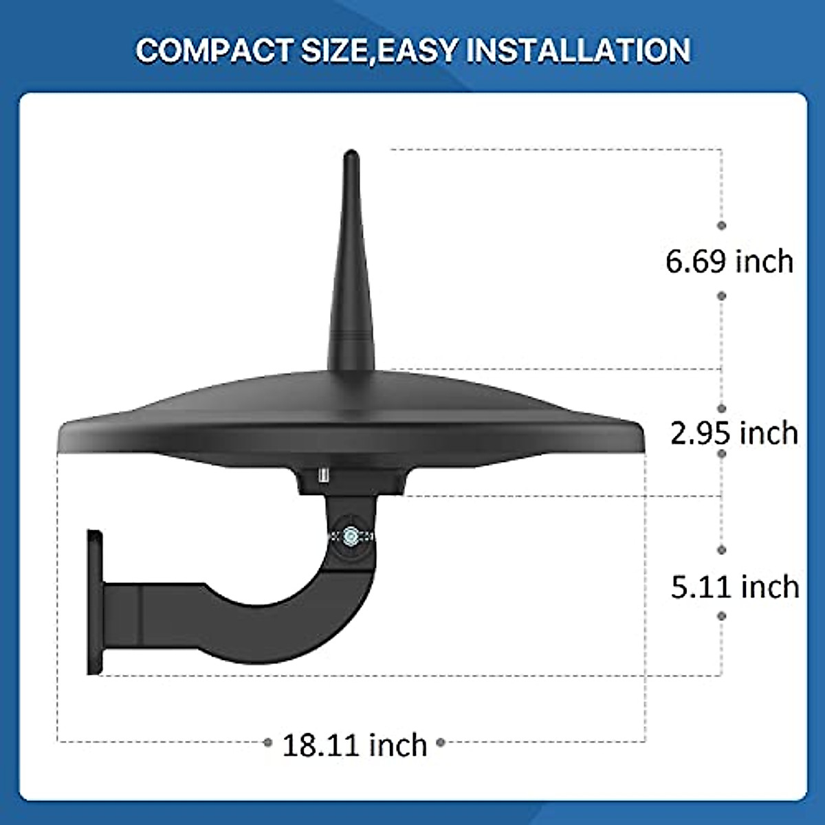Outdoor TV Antenna, 1byone VHF/UHF 720° Omnidirectional Reception Long Range Support 2TVs 4K 1080P for Roof/Attic/RV/Balcony Upgrade Exclusive Smartpass Amplified TV Antenna with 39ft Coax Cable