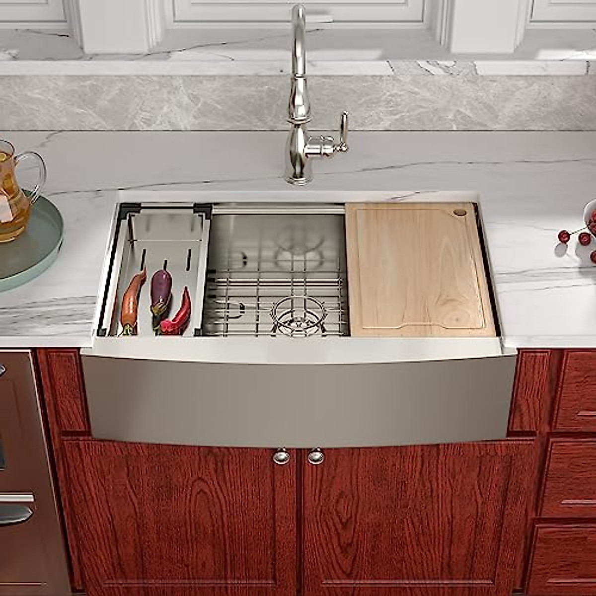 33 Farmhouse Kitchen Sink - Shinmou 33x22x9 Inch Apron Front Kitchen Sinks Stainless Steel Farm Sinks Single Bowl Workstation Kitchen Sink Basin