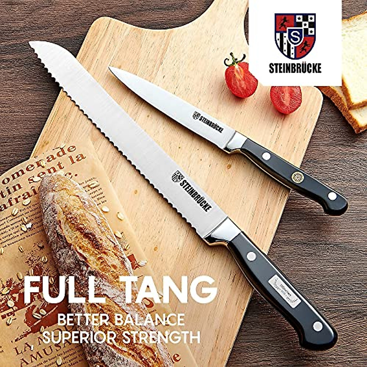 STEINBRÜCKE Bread Knife Serrated Bread Knife 10 Inch, Sharp Bread Slicing Knife of High Carbon German Steel, Bread Cutter for Homemade, Baking, Cake and Crusty Bread