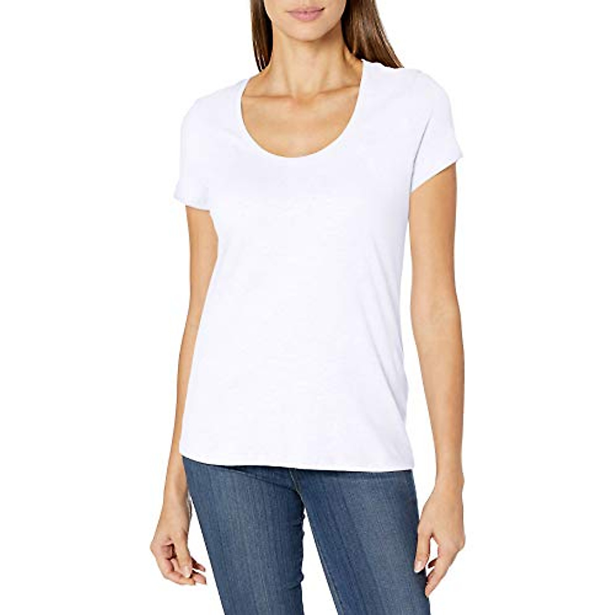 Nautica Women's Easy Comfort Scoop Neck Supersoft 100% Cotton Solid T-Shirt, Bright White, Large