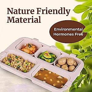 NESTIQUE Silicone Plates for Baby & Toddlers | Kids Plates & Toddler Silicone Plates | Toddler Snack Tray Divided Plate | Kids Food Tray & Divided Plates | Divided Plates For Kids - Pink