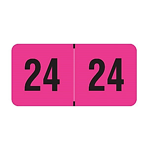 2024 Year Labels, Doctor Stuff, Fluorescent Pink Color Coded, USA Made Year Stickers for End Tab File Folders, 500 Labels per Roll, 1 Roll, 3/4" x 1-1/2"