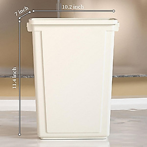 Halyuhn Small Trash Can, 2.6 Gallon Plastic Trash Can for Home and Office, Small Garbage Can Waste Basket fit Under Desk, Narrow Space, Kitchen, Dorm, Bathroom, Bedroom, (Cream White, Pack of 2)