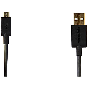Amazon Basics USB-A to Micro USB Fast Charging Cable, 480Mbps Transfer Speed with Gold-Plated Plugs, USB 2.0, 3 Foot, Black