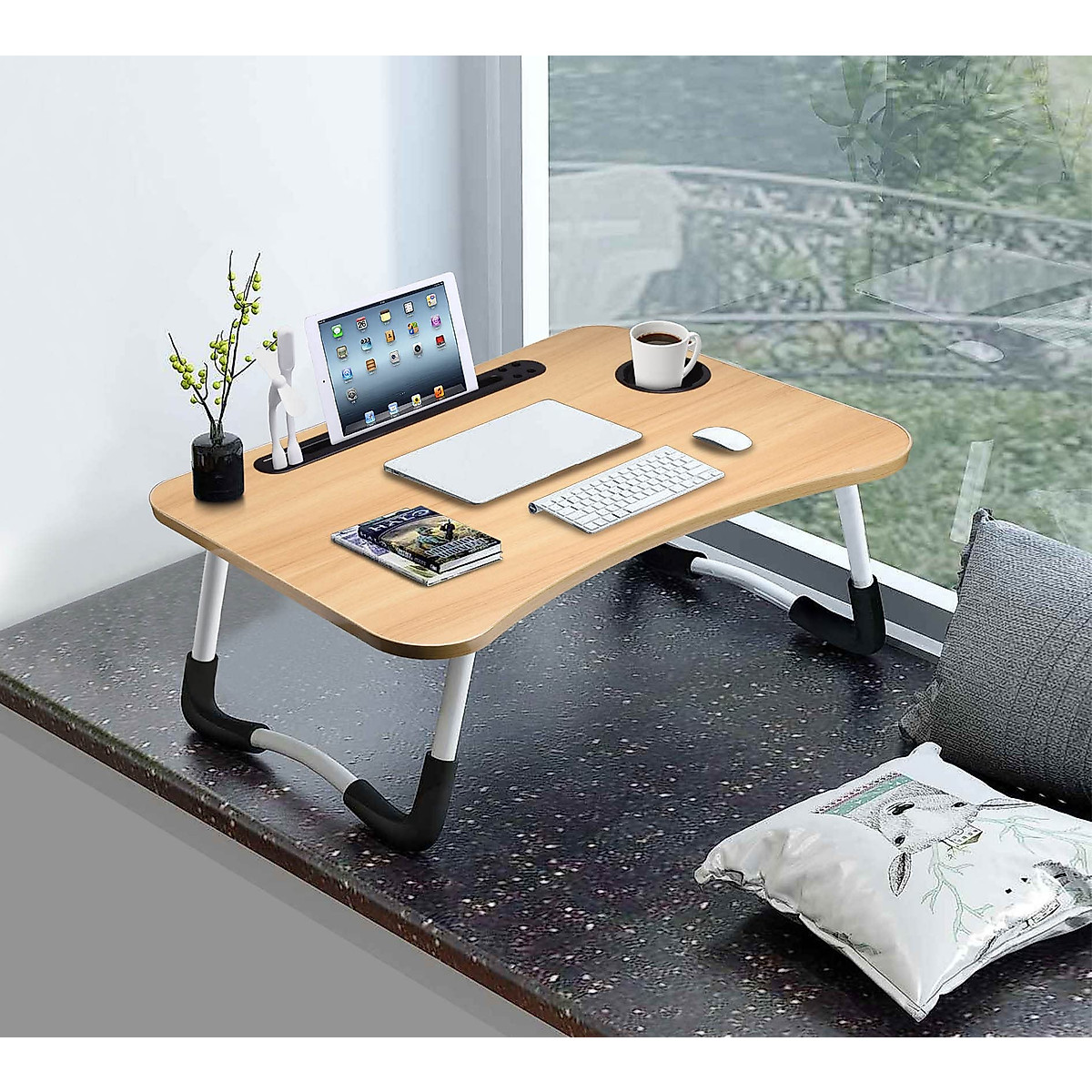 Slendor Laptop Desk Foldable Bed Table Folding Breakfast Tray Portable Lap Standing Desk Notebook Stand Reading Holder for Bed/Couch/Sofa/Floor