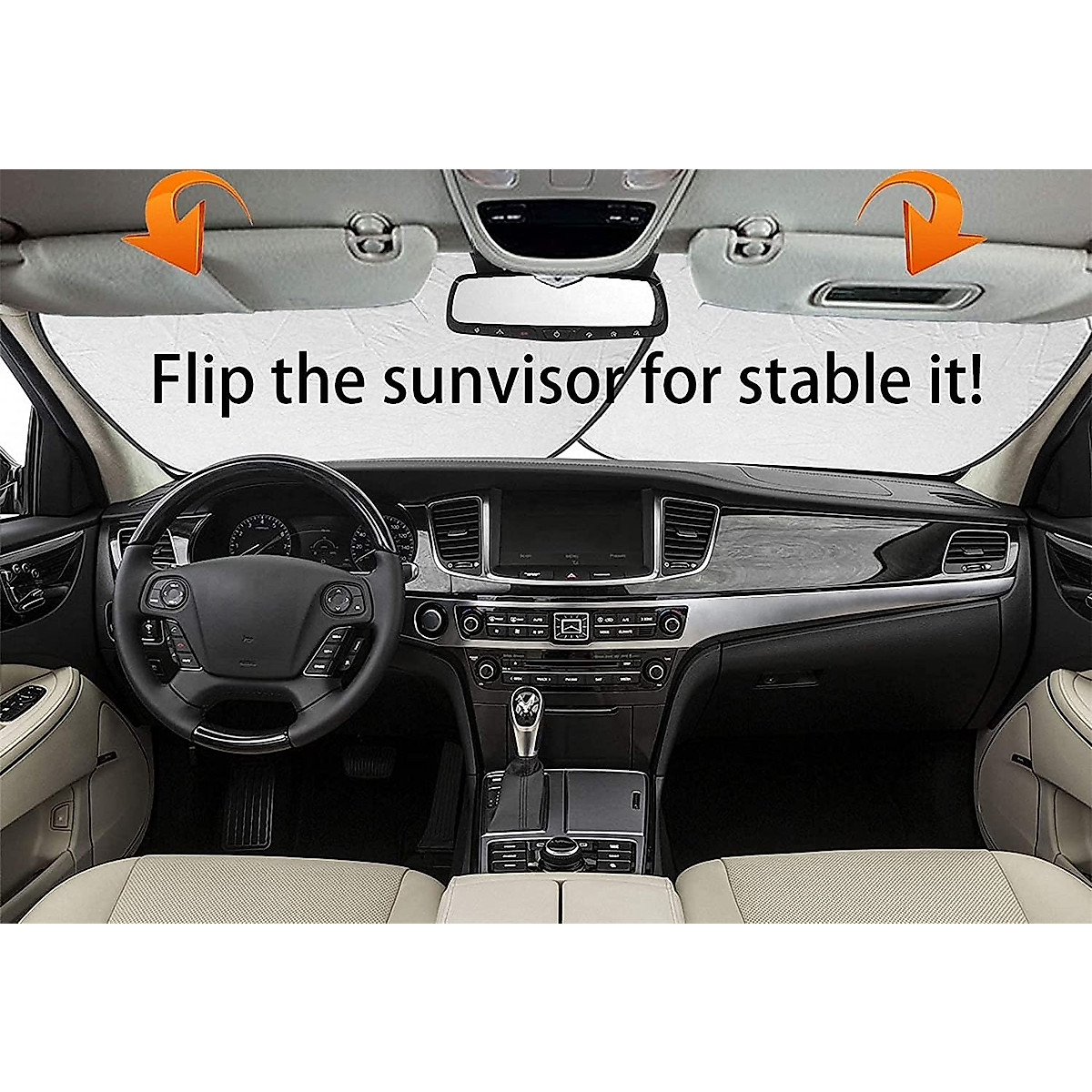 MSD Car Block Windshield Cover Custom 2 Pieces Universal Fit Personalized Car Block Windshield Cover Fits Most Coupe, Sedan, Wagon, Van Image ID: 25467554 White Puppy Malt Made in The USA