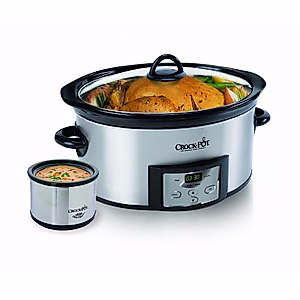 Crock-Pot 6-Quart Countdown Programmable Oval Slow Cooker with Dipper, Stainless Steel, SCCPVC605-S