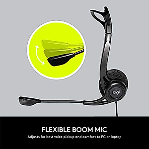 Logitech H370 USB Computer Headset Digital Sound Noise Canceling Mic Black