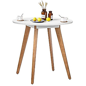 Comfy to go 31.5" Round Dining Table for 2-4 Person- Small Kitchen Table with Solid Wood Legs Modern Table for Dining Room, Kitchen, Leisure Cafe(White) Table Only