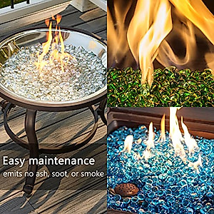 Ausluru 5LB Fire Glass Beads Flat Glass Marbles for Outdoor Fire Pit and Fireplace, Glass Gemstones for Vase Filler, Aquariums, Hydroponics Plants, Home Decor and Christmas DIY Craft, Green