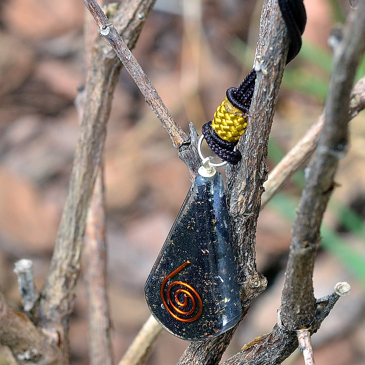 Emotional Body Purification Black Tourmaline Orgone Crystal Tear Drop Pendant for Strengthen Immune System - Swallows Negative Energy - Positivity