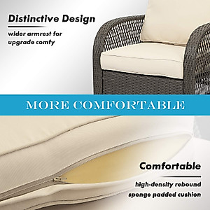 Solaste 4 Pieces Patio Furniture Sets,Patio Conversation Sofa Wicker Chair with Cushion,All-Weather Rattan Sofa for Porch Backyard Outside Garden Lawn Yard,Beige Cushion