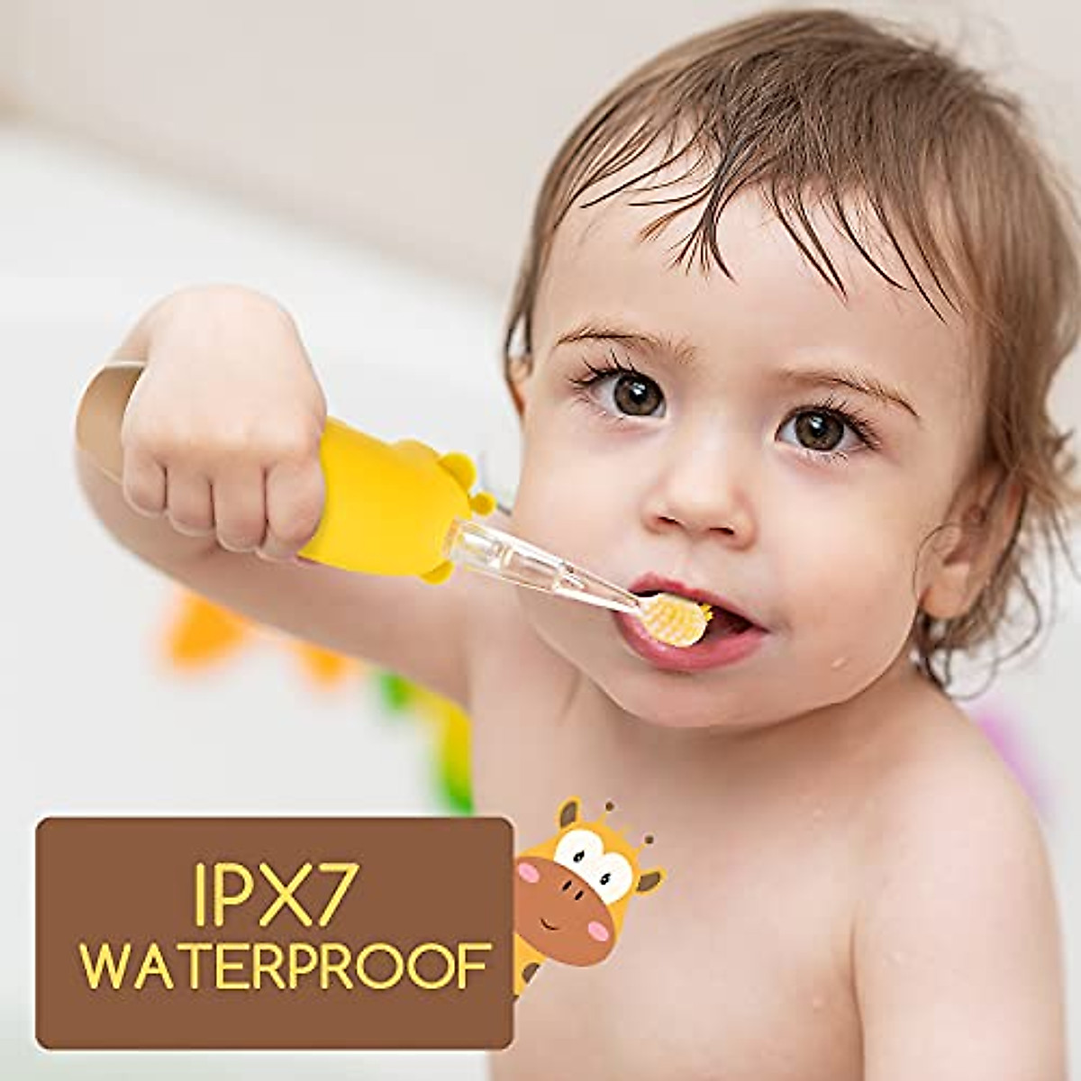 ANSAUCT Toddler Electric Toothbrush, Infant Toothbrush with Smart LED Timer and Sonic Baby Electric Toothbrush Includes 3 Ultra-Soft Brush Heads, Gentle Vibration Baby Toothbrush 6 to 12 Months