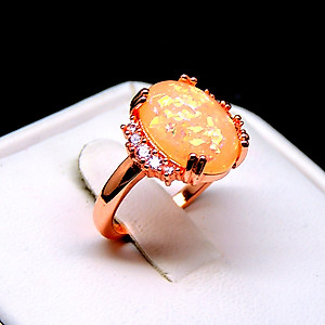 Ginger Lyne Collection Kennedy Simulated Oval Fire Opal Ring (11) Size 11