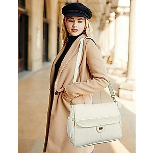 17 Inch Laptop Bag for Women, Large Cute Messenger Bags Office Computer Carrying Case Shoulder Bag with Fashion Accessory, Water Resistant Quilted Crossbody Business Work Briefcase for College Travel