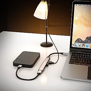 Onten USB C Hub,USB Hub. 4 Port USB C and USB to USB 3.0&USB 2.0 Adapter.USB C Splitter for MacBook Pro 2020/2019, iMac 2021, USB Splitter Aluminum Alloy, Color Gray