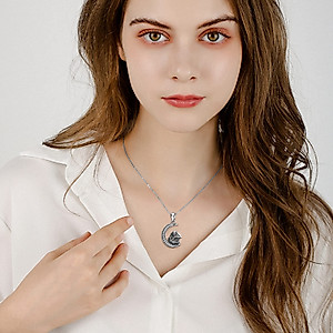 YAFEINI Owl Urn Necklaces for Ashes Sterling Silver Crescent Moon Keepsake Cremation Jewelry Memorial Gifts for Women