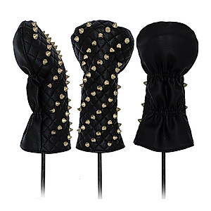 Stud Spike Gold Premium Golf Driver Headcover (Black)