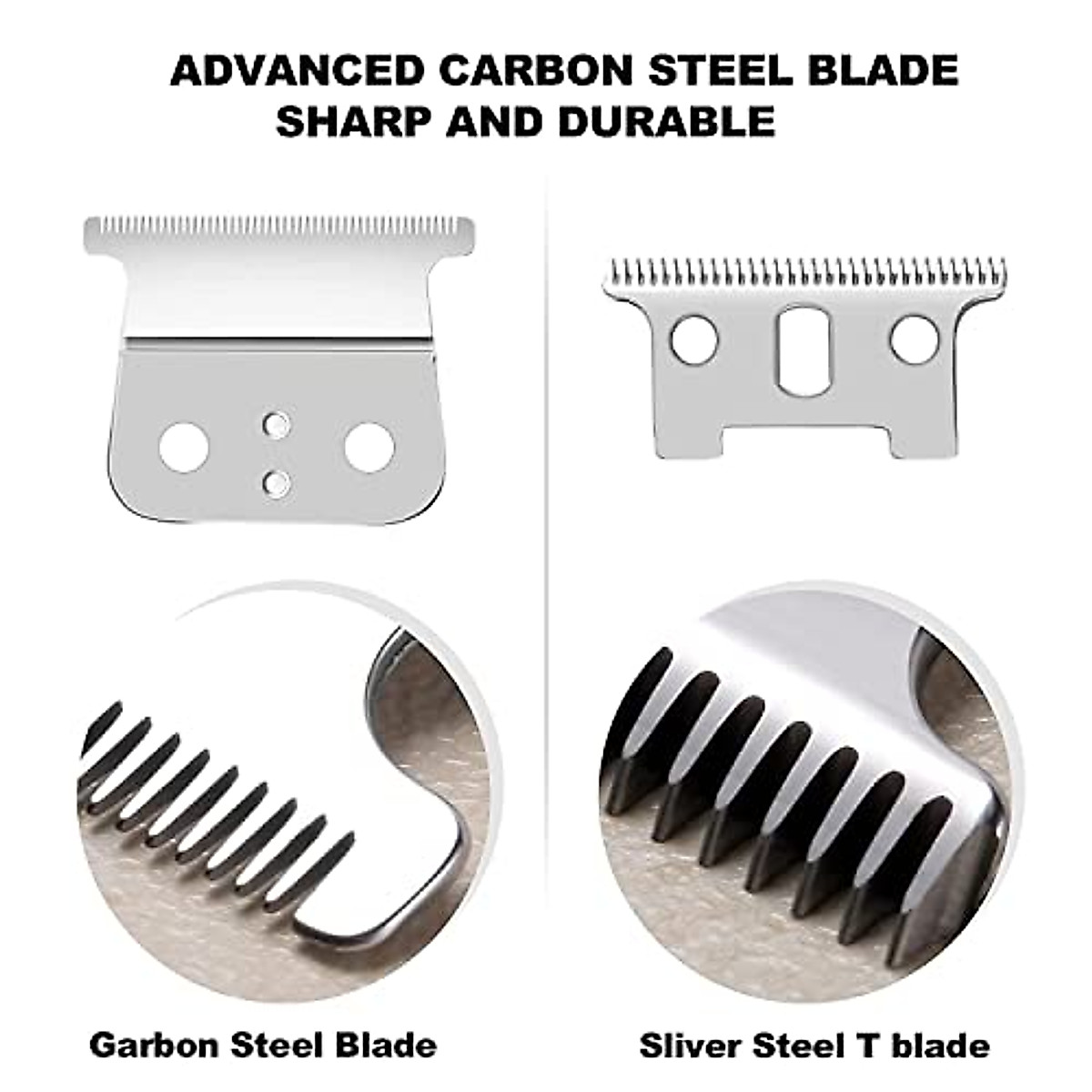 T Outliners Blades Compatible with Andis T Outliners Trimmer, Gtx Trimmer, T Outliners Replacement Blade (sliver steel T blade + sliver steel blade),2 PACK