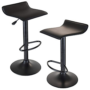 Winsome Obsidian Pub Table and 2 Obsidian Adjustable Backless Swivel Air Lift Stool