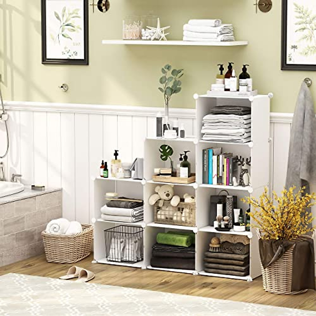 HOMEYFINE Shoe Racks, Portable Shoe Storage Organizers, Modular Cabinet Cube for Space Saving, Shelves for Shoes Boots Slippers, White(3/7)