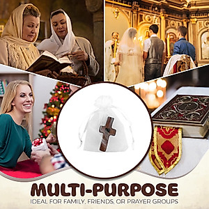 Handmade 3Pcs Pocket Cross My Heart with Organza Bags - Stress Relief Fidget Toy for Christian, Pocket Prayer Cross, Religious Easter Day Gift Set