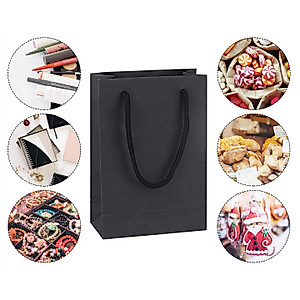 driew Gift Bags Black 50 Pack, Black Paper Gift Bags with Cotton Handle 5x2x7.5 inches Party Gift Bags