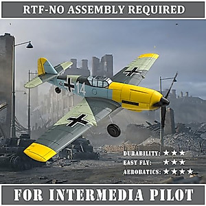 28°C RC Plane 4 Channel Remote Control Airplanes, 4-CH RC Airplane Ready to Fly BF-109 Radio Controlled Aircraft for Beginners with Xpilot Stabilization System, One Key Aerobatic Airplane(76111 RTF)