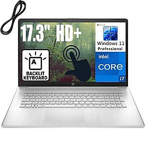 HP 2023 17 17.3" Touchscreen HD+ Business Laptop Computer, 12th Gen Intel 10-Core i7-1255U, 64GB DDR4 RAM, 4TB SSD, WiFi, Bluetooth 5.0, Backlit Keyboard, Silver, Windows 11 Pro, BROAGE Cable