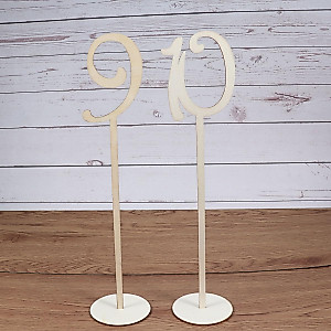 Amosfun Wooden Table Numbers 1-10 Wedding Table Numbers with Holder Base Suitable for Wedding, Party, Events or Catering Decoration