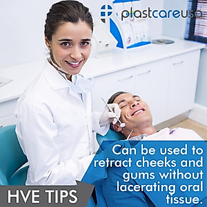 High Volume Evacuator HVE Tips - 100 HVE Suction Tips Dental Disposable - Vented Evacuation Aspirator Tips with Smooth Edges (White - 100 Pack) by PlastCare USA