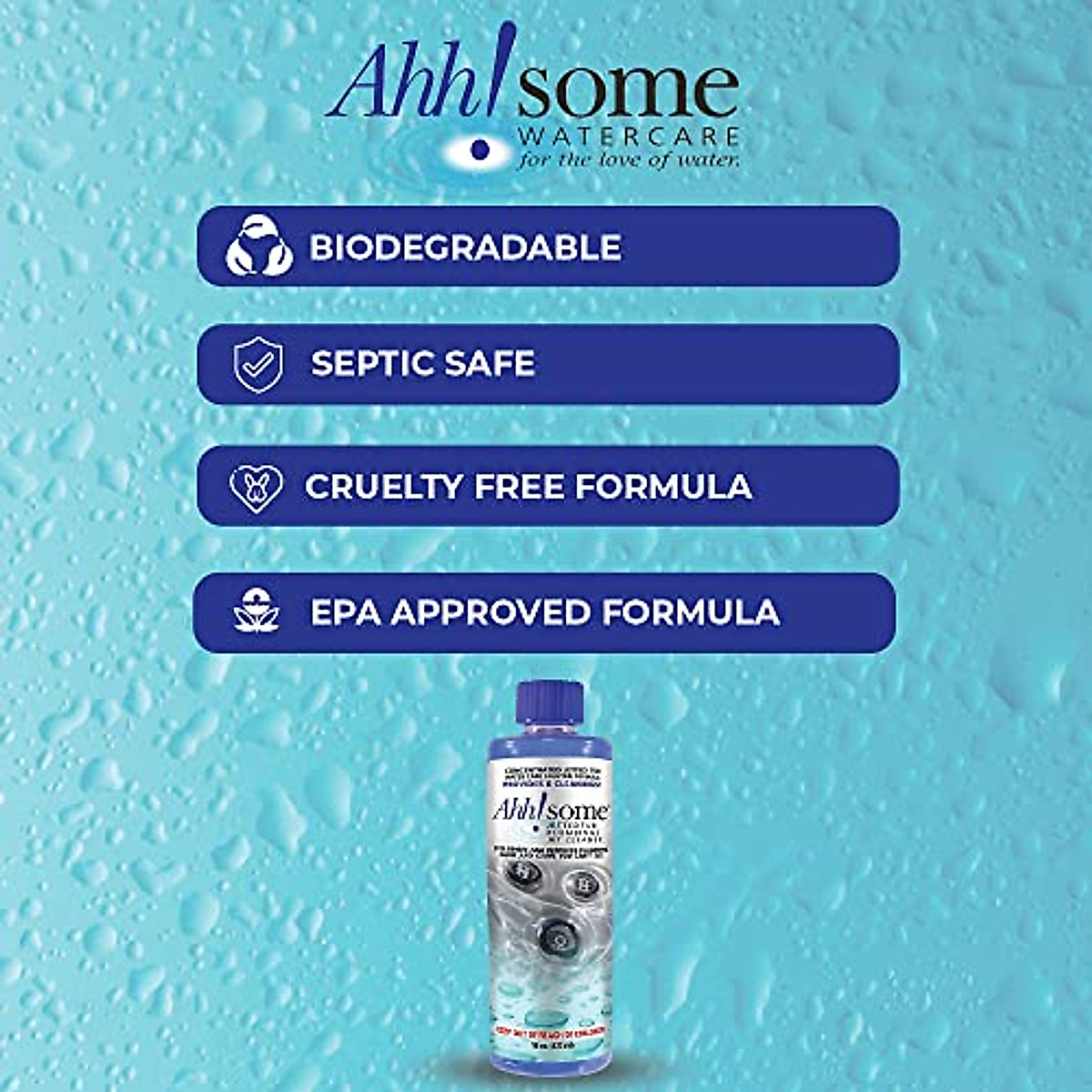 Ahh-Some Jetted Tub Cleaner for Bathtubs, Whirlpools, Jacuzzis, Spa Flush, America's Most Effective Septic Safe Jetted Tub System Cleaner for Jets and Tubes. 16 Cleanings in a Single Bottle