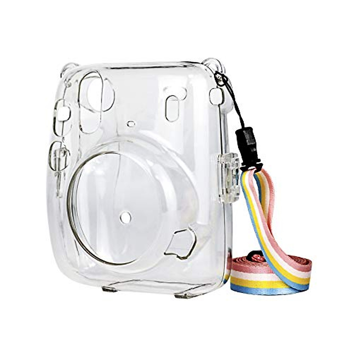 EpicGadget Case for Fujifilm Instax Mini 11 - Clear Hard PVC Protective and Portable Camera Cover with Detachable Adjustable Shoulder Strap