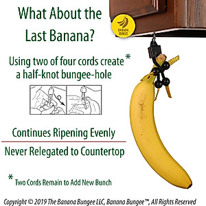 Banana Bungee Black Banana Holder Gadget, Made in USA; Holds Multiple Bunches or Single Bananas