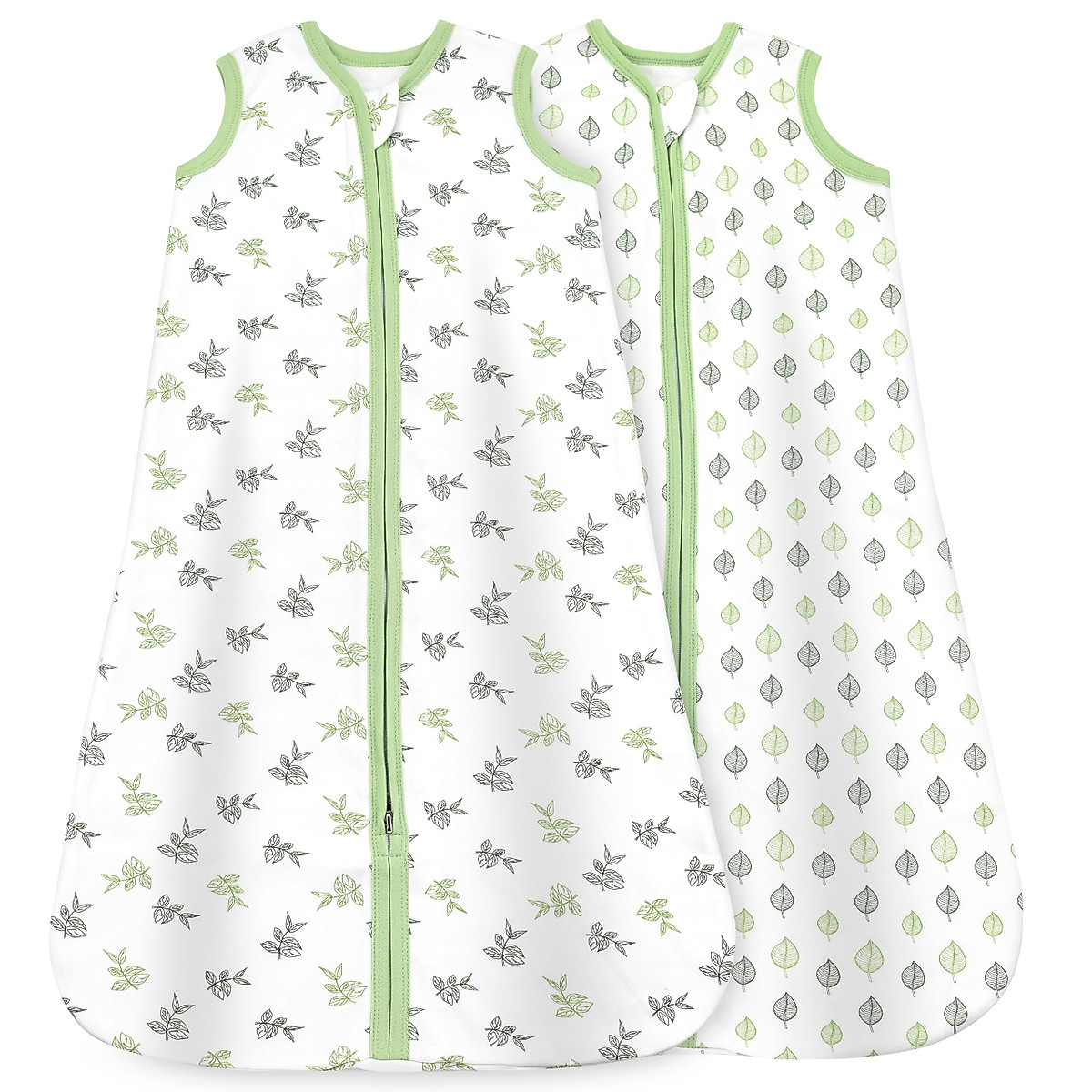 Baby Wearable Blanket, Breathable Cotton Sleep Sacks for 6-12 Months, 2 Pack Unisex Sleeping Bag Sack, Medium Size, 2-Way Zipper, 0.5 Tog