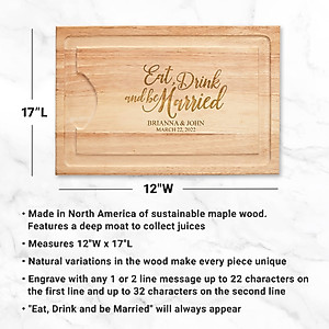Let's Make Memories Personalized Eat, Drink and Be Married Wooden Cutting Board – For Weddings