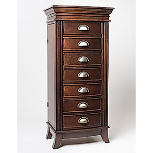 Hives and Honey Alexa Jewelry Armoire, Large, WALNUT & Earring Tray Inserts (4 Pack) Jewelry Storage, Sand (9006-905)