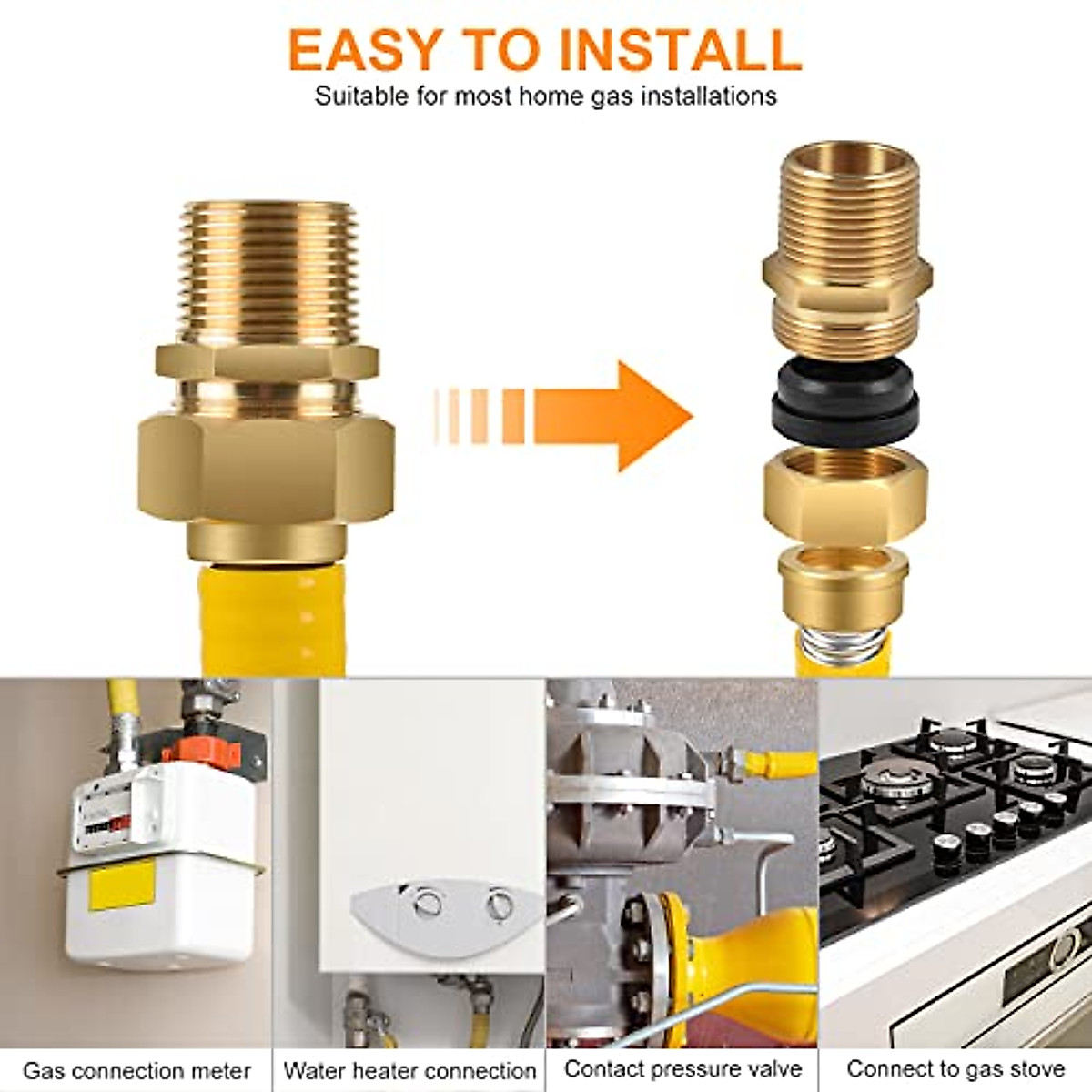 Lesigud 70FT 1/2" Gas Tubing Pipe Kit with 2 Male Fittings, CSST Gas Line for Natural Gas or Propane Appliance Natural Gas Grill Hose